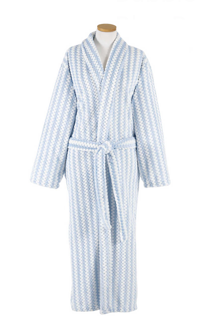 Bubble Stripe Fleece Robe (Soft Blue) – Home With Hechart